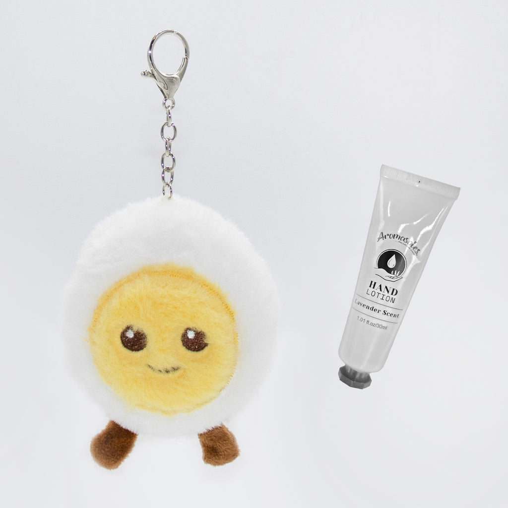 Plush Fried Egg Keychain – Vanilla Scented Cute Stuffed Food Bag Charm ...