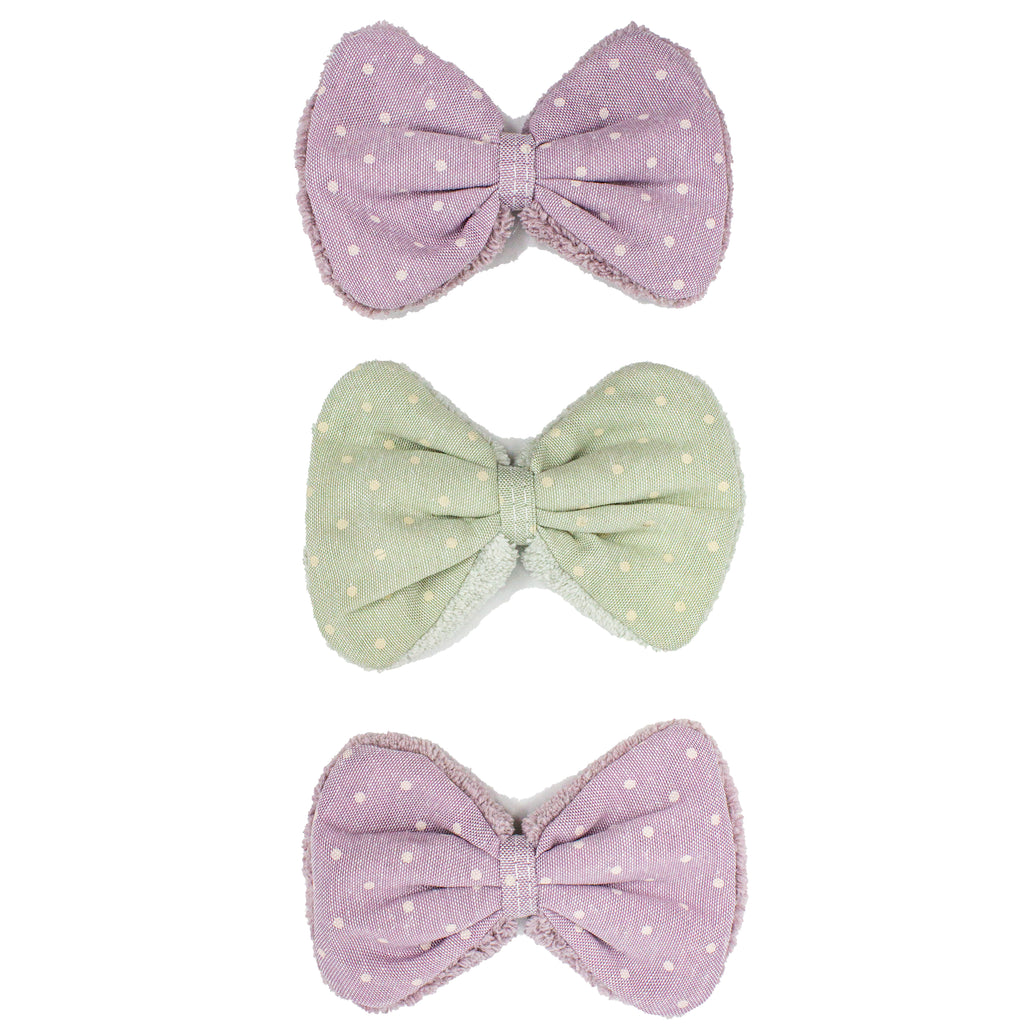 Cosmetic Hair Clips, 2 Purple Dots & 1 Mint Dot | MinxNY
